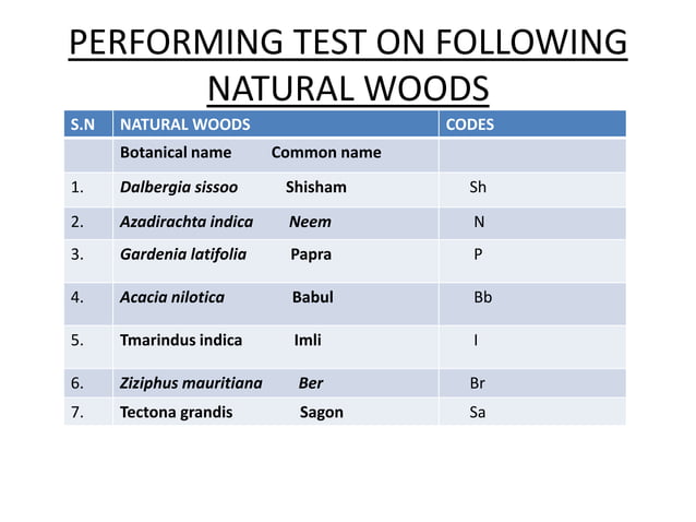 INVESTIGATION OF MECHANICAL PROPERTIES OF NATURAL AND COMPOSITE WOODS | PPT