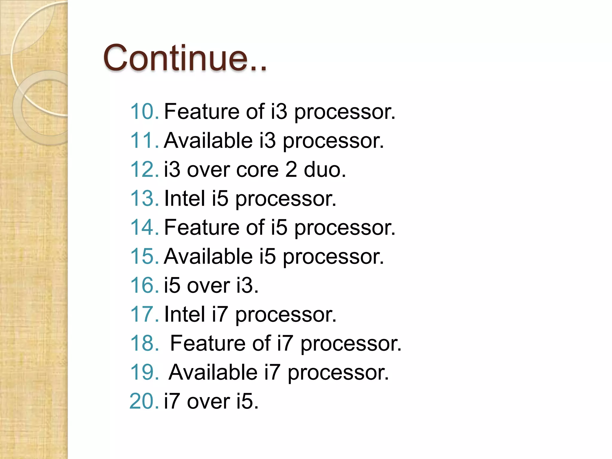 Intel I3,I5,I7 Processor | PPTX