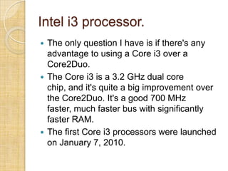 Intel I3,I5,I7 Processor | PPTX