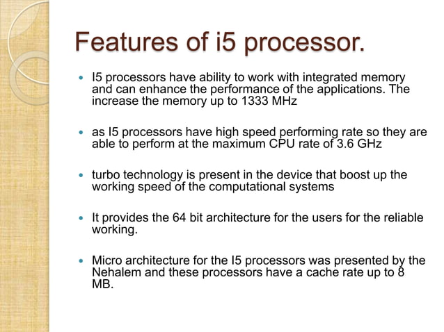 Intel I3,I5,I7 Processor | PPTX