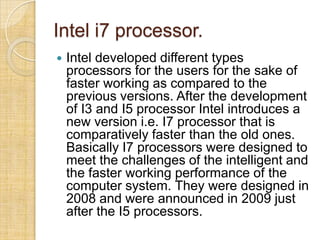 Intel I3,I5,I7 Processor | PPTX