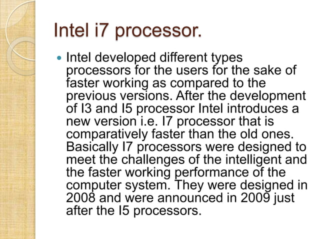 Intel I3,I5,I7 Processor | PPTX