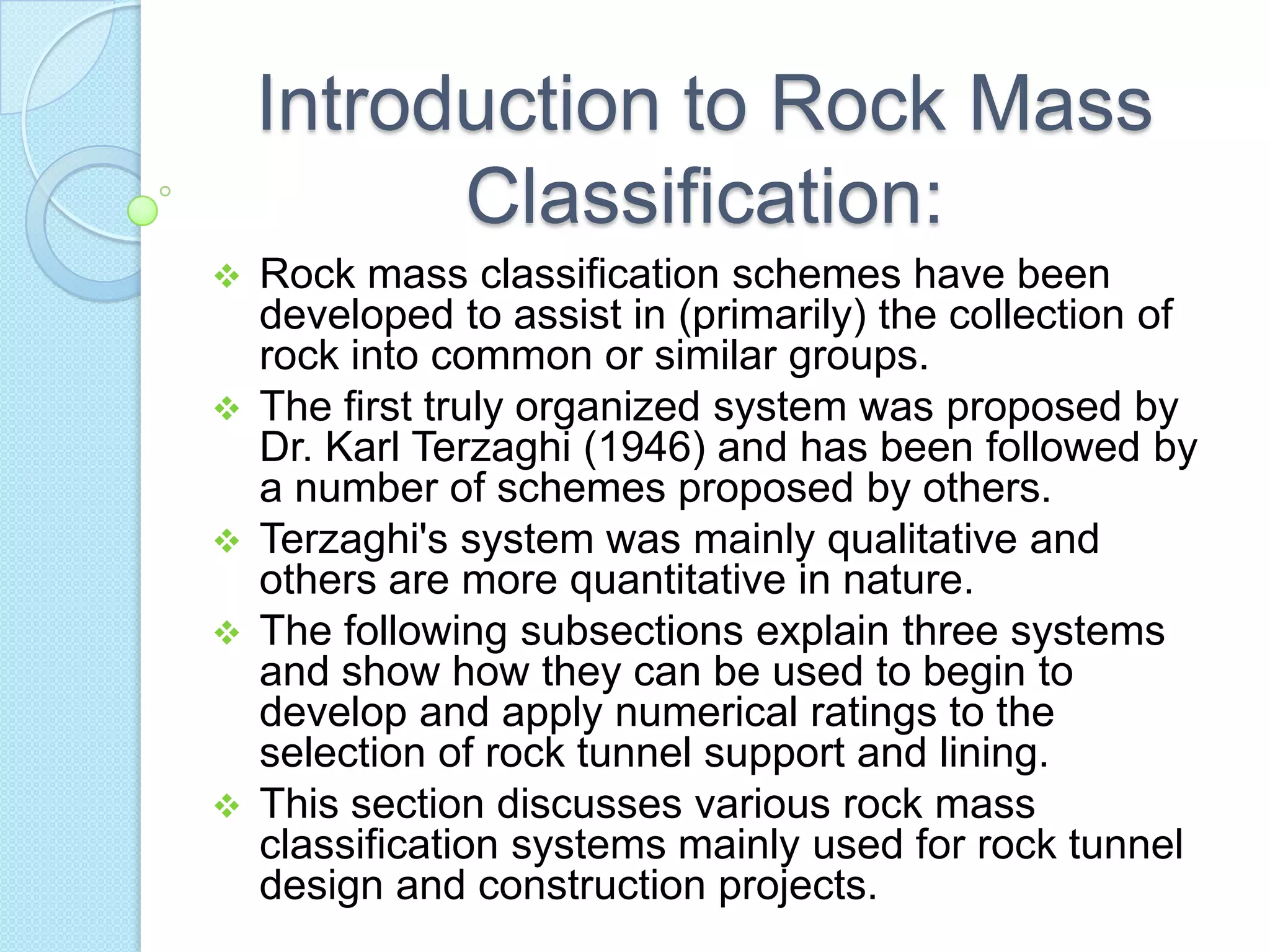 Rock Mass Classification | PPTX