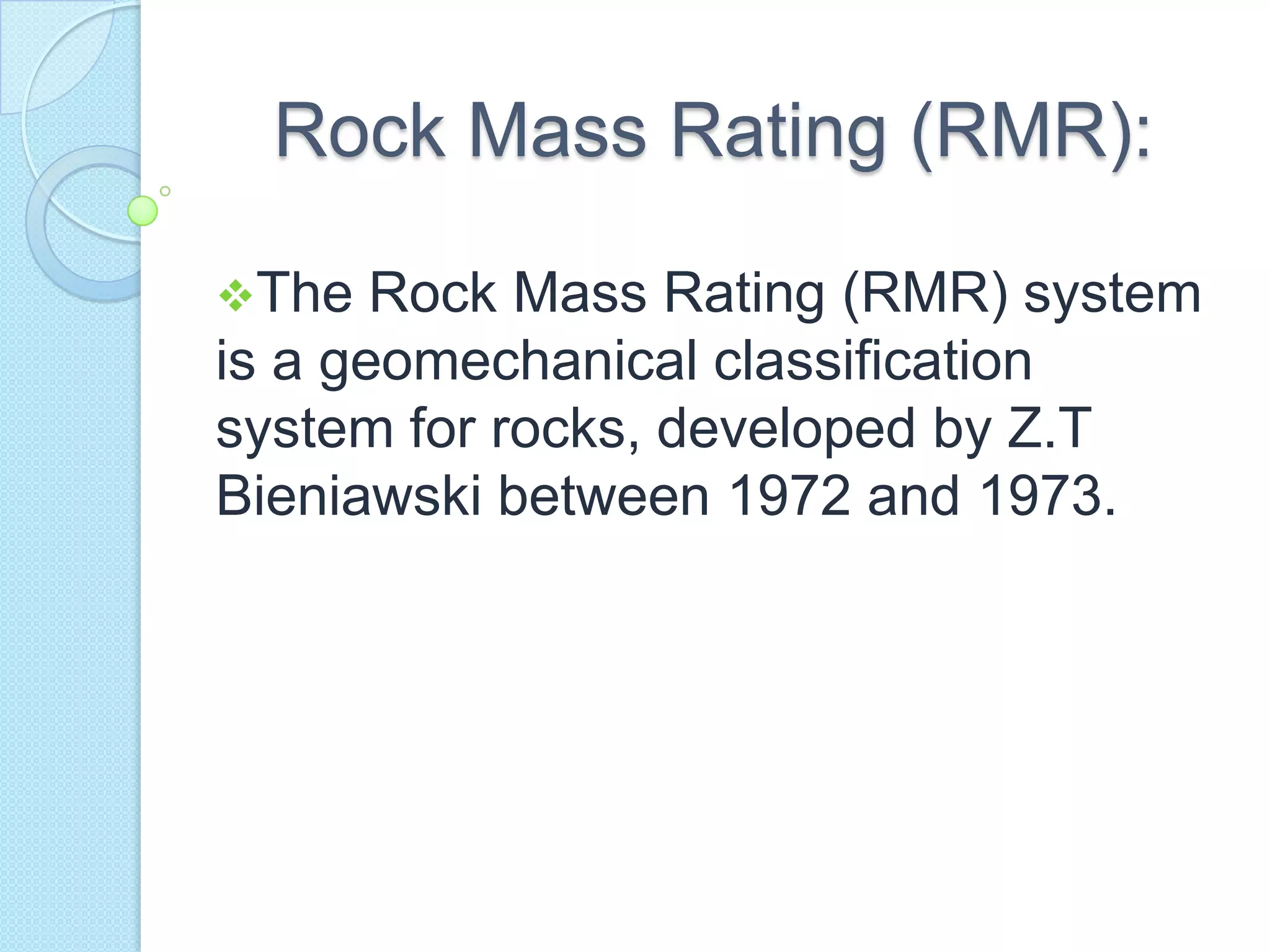 Rock Mass Classification | PPTX
