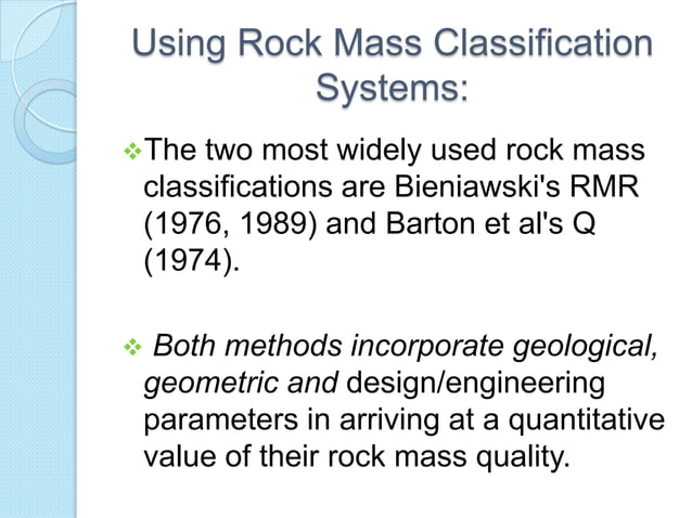 Rock Mass Classification | PPTX | Geology | Science