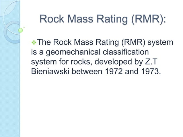 Rock Mass Classification | PPTX | Geology | Science