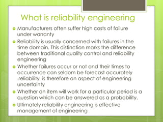 Reliability engineering ppt-Internship | PPTX