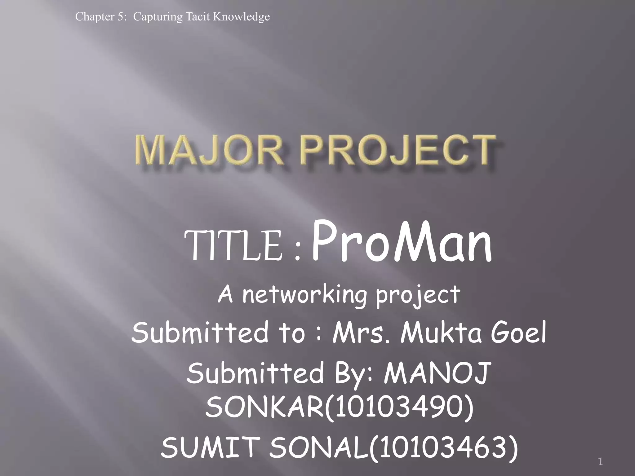 ProMan(Project Management in python language using KIVY platform) | PPT
