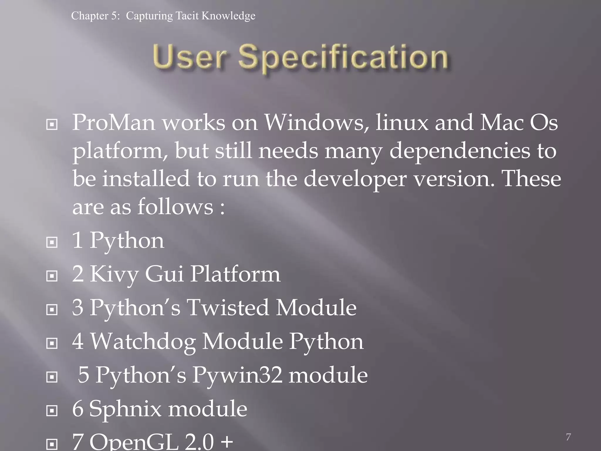 ProMan(Project Management in python language using KIVY platform) | PPT