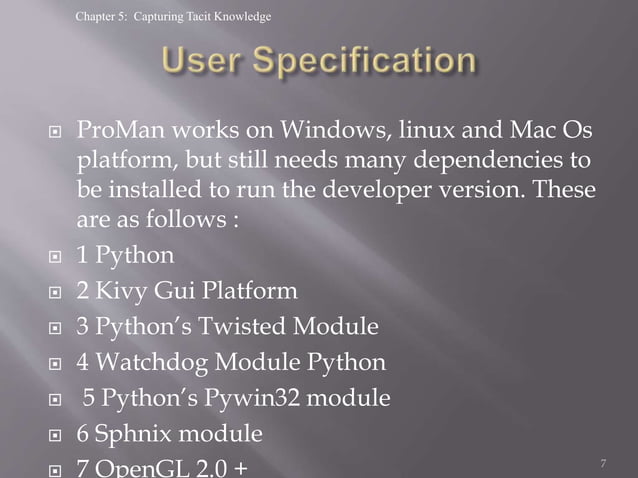 ProMan(Project Management in python language using KIVY platform) | PPT