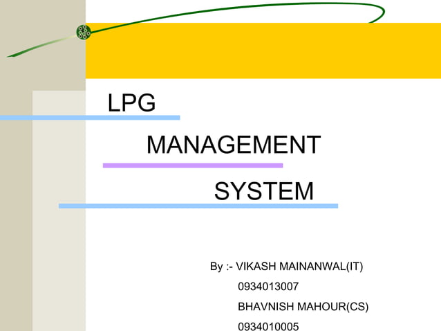 Gas Management System by Vikash Mainanwal | PPT | Computing | Technology & Computing