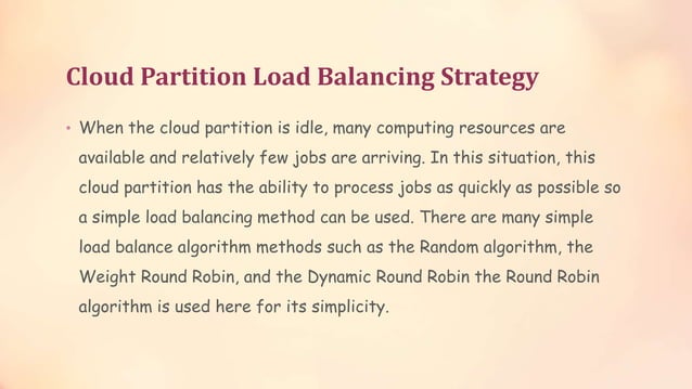 A load balancing model based on cloud partitioning for the public cloud. ppt | PPT