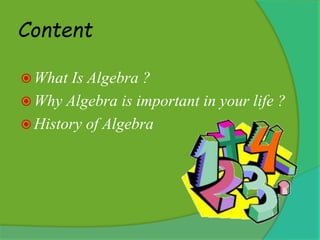 Application of algebra | PPTX