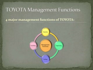 SWOT Analysis of TOYOTA and 4 major management functions of TOYOTA | PPTX