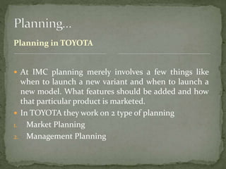 SWOT Analysis of TOYOTA and 4 major management functions of TOYOTA | PPTX