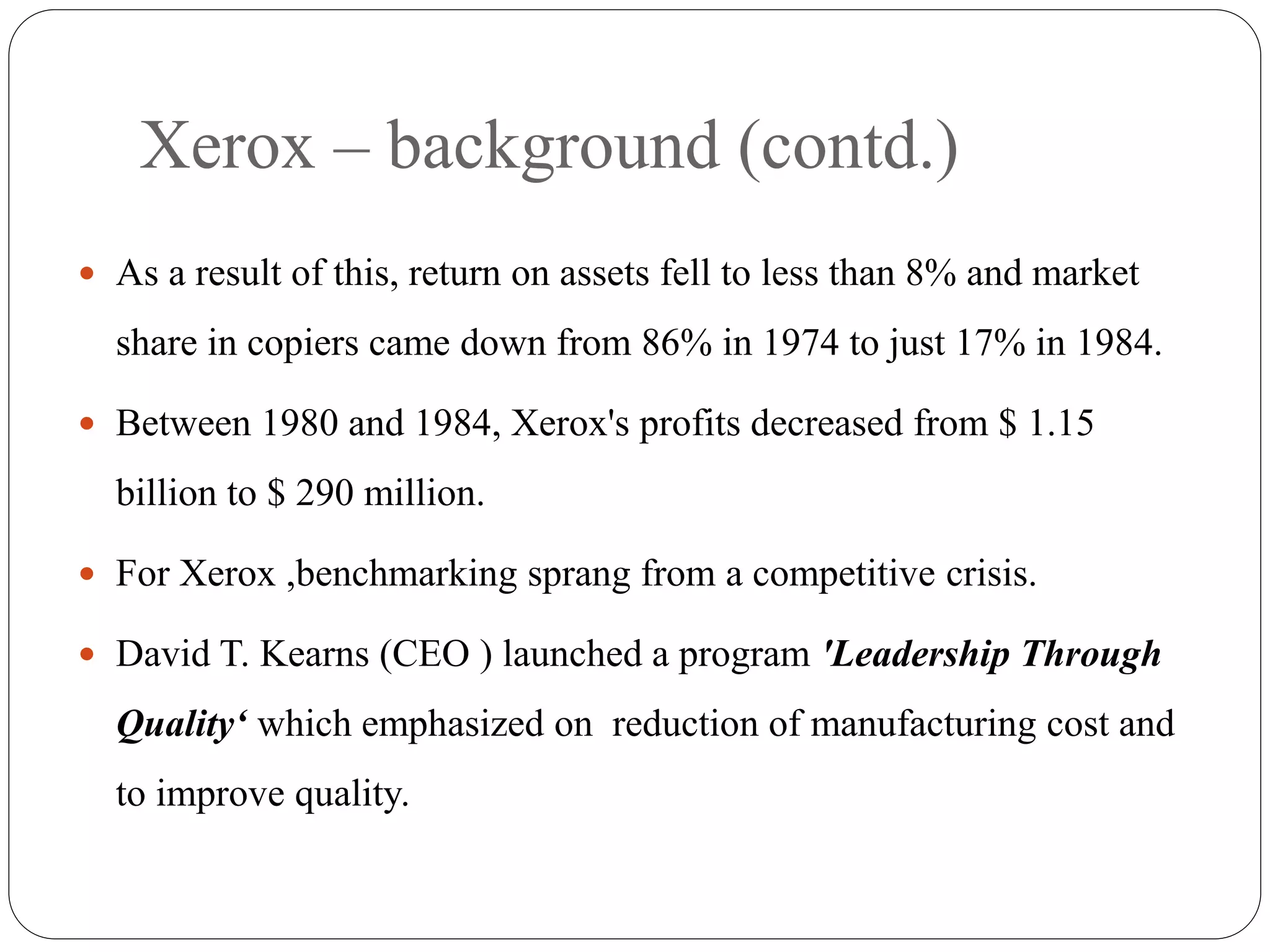 Xerox - Benchmarking | PDF