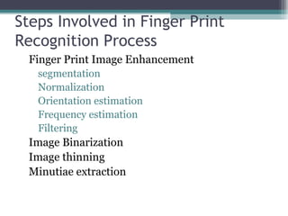 Fingerprint Images Enhancement ppt | PPT