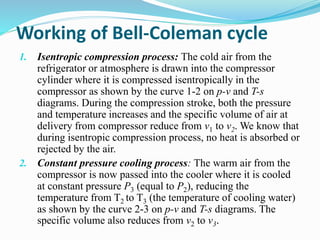 Air refrigeration system by Bell Coleman cycle and Vortex tube | PPTX