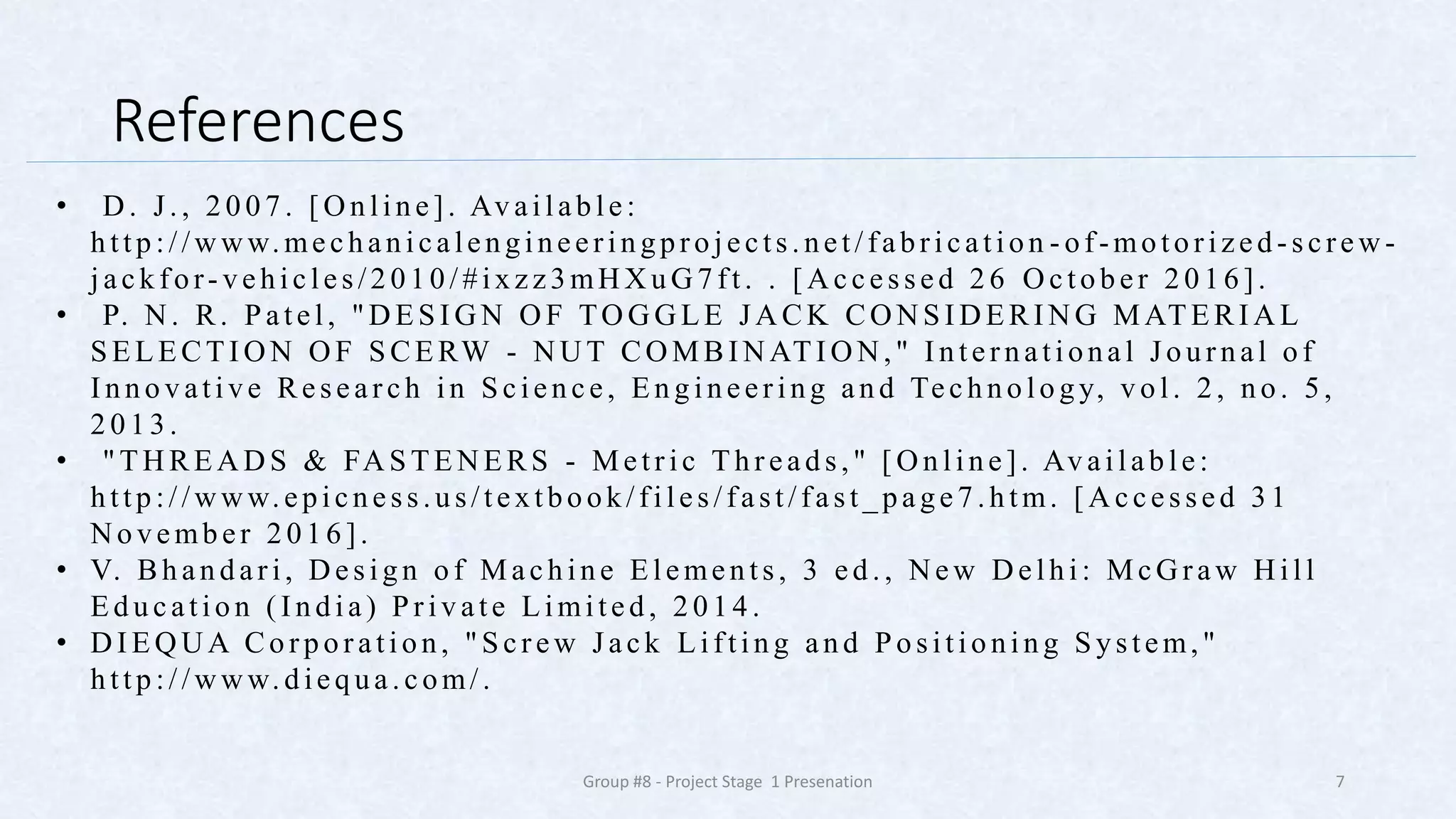 Design and Fabrication for Motorized Automated Screw Jack | PPT