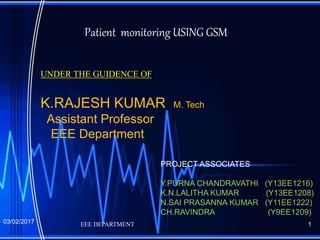 patient monitoring using GSM | PPTX