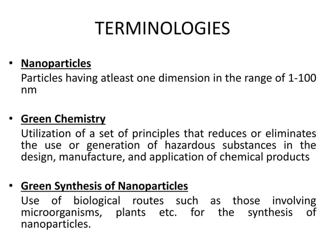 Green synthesis of nanoparticles | PPTX
