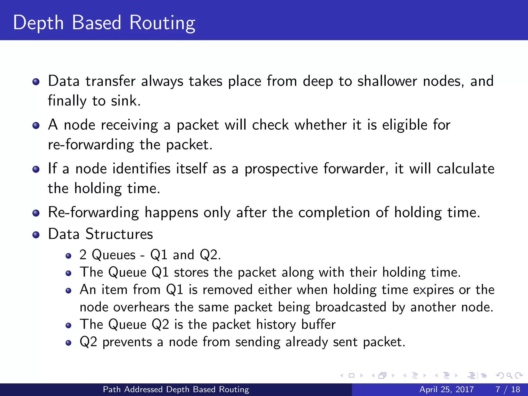 Path Addressed Depth Based Routing | PPT