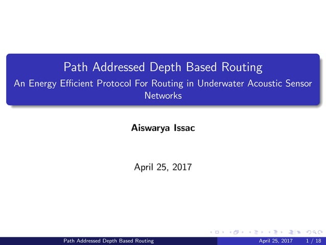 Path Addressed Depth Based Routing | PPT