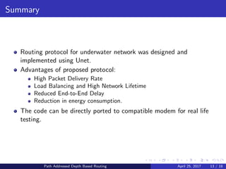 Path Addressed Depth Based Routing | PPT