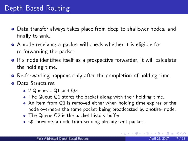 Path Addressed Depth Based Routing | PPT