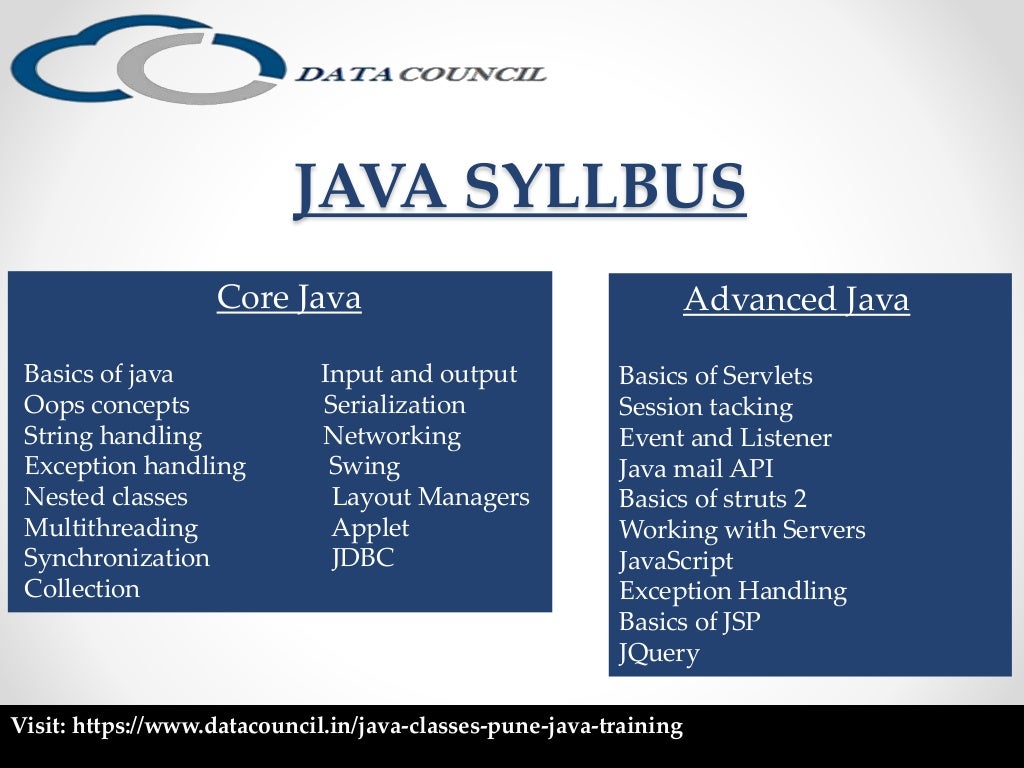 Java Classes In Pune Java Training Certification Placement