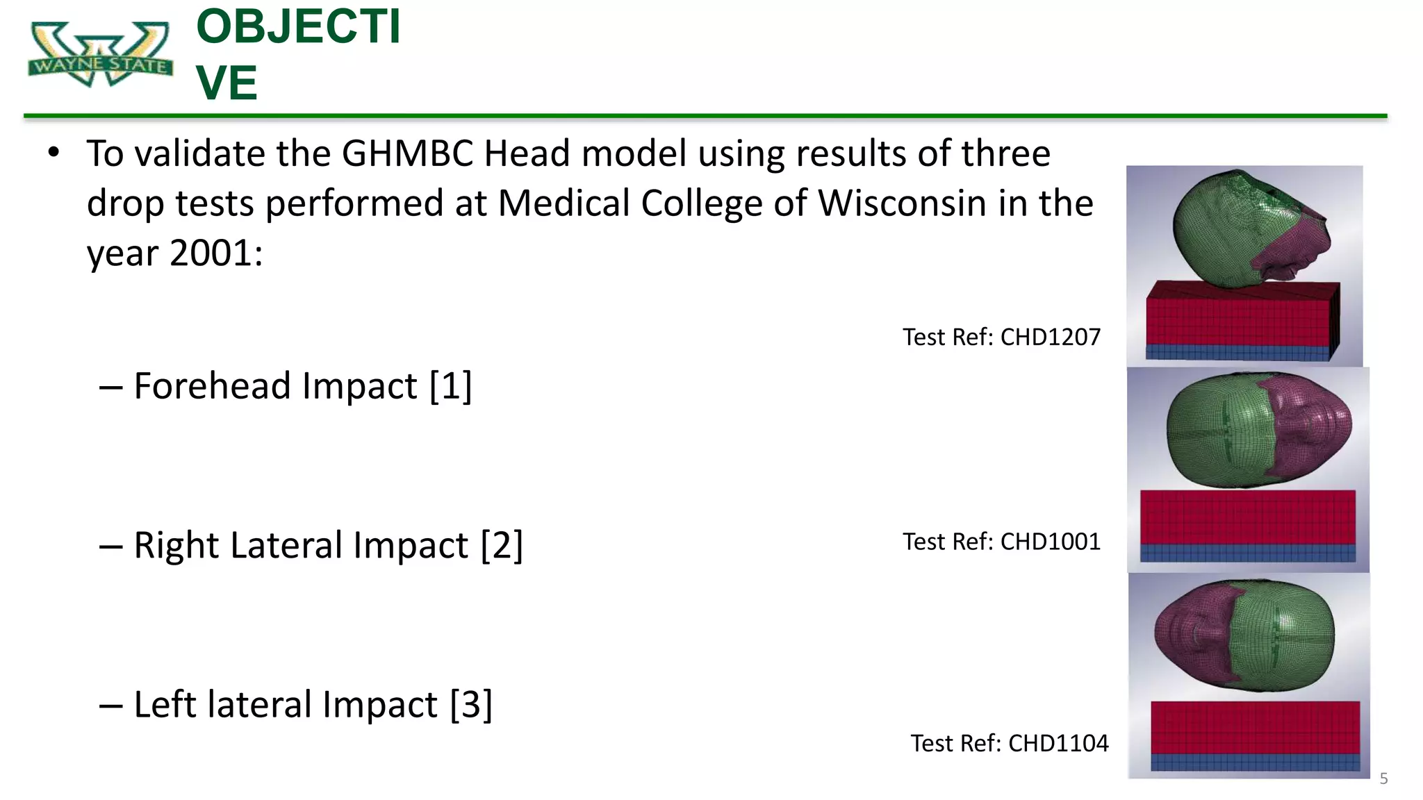 Global Human Body Model Consortium (GHBMC) Head Model Validation | PPTX
