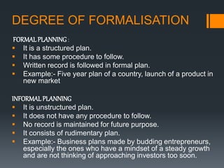 Types of planning, its goals and objectives. | PPTX