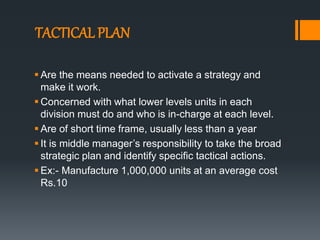 Types of planning, its goals and objectives. | PPTX