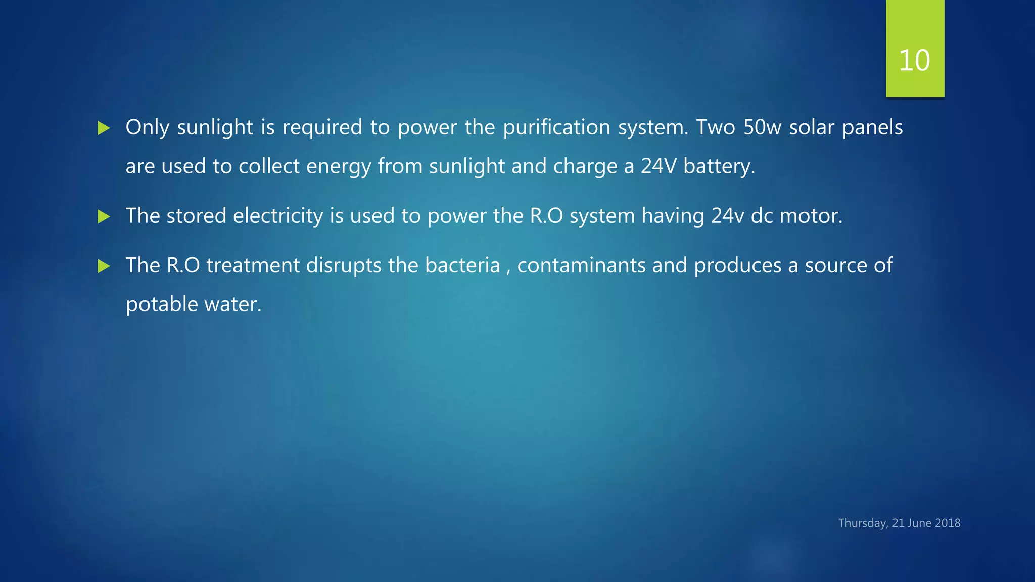 Solar powered portable water Purifier | PPTX
