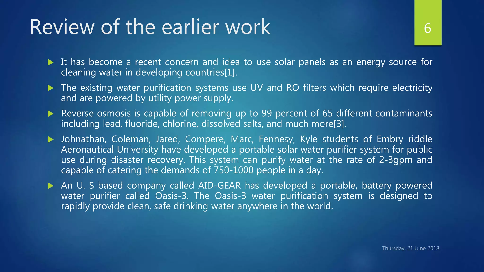 Solar powered portable water Purifier | PPTX