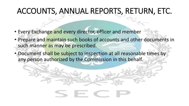 security exchange commision (SECP) | PPTX | Business Accounting ...