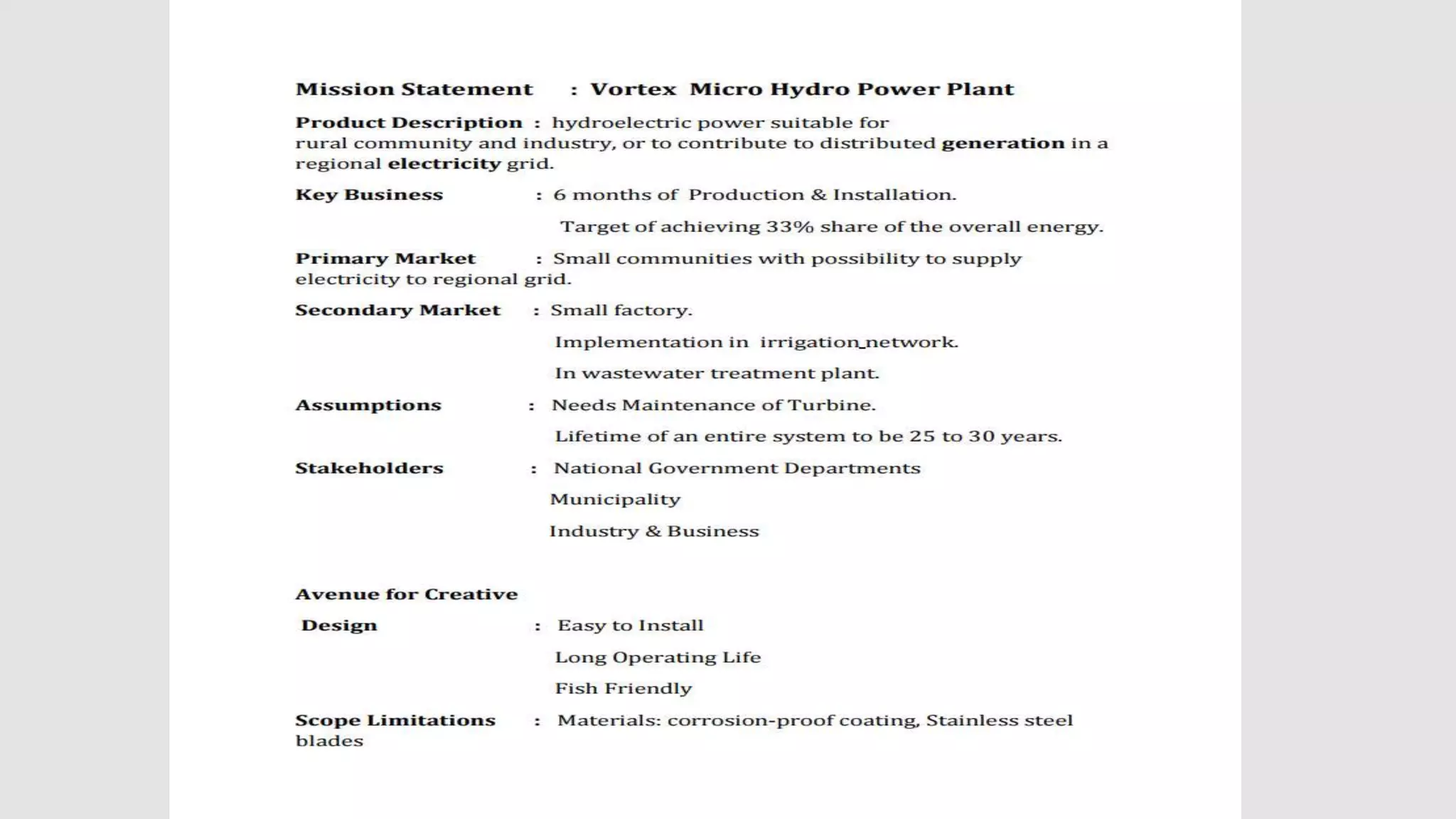 Vortex Micro hydro powerplant | PPTX