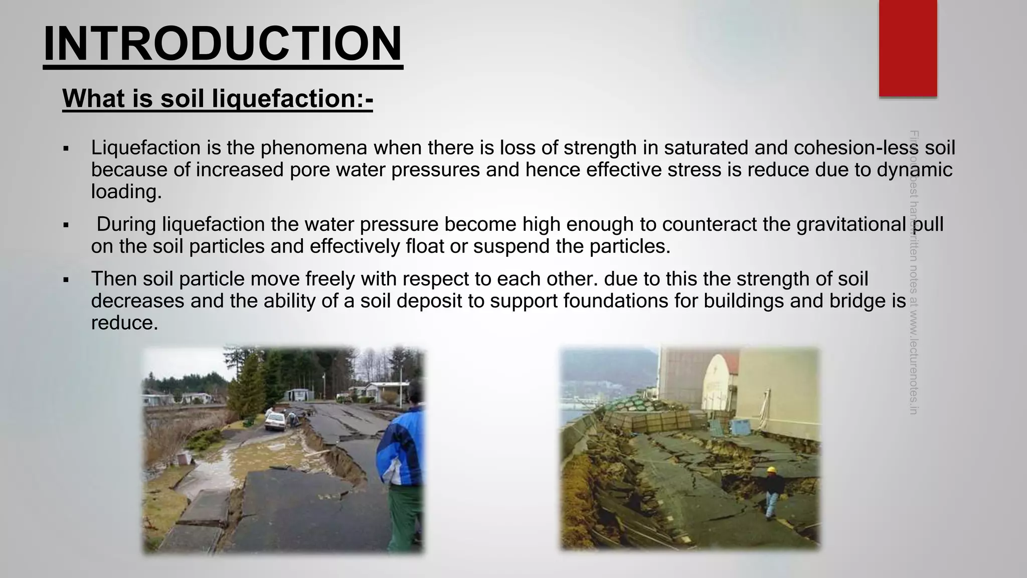 Power point presentation on Soil Liquefaction | PPTX | Geology | Science