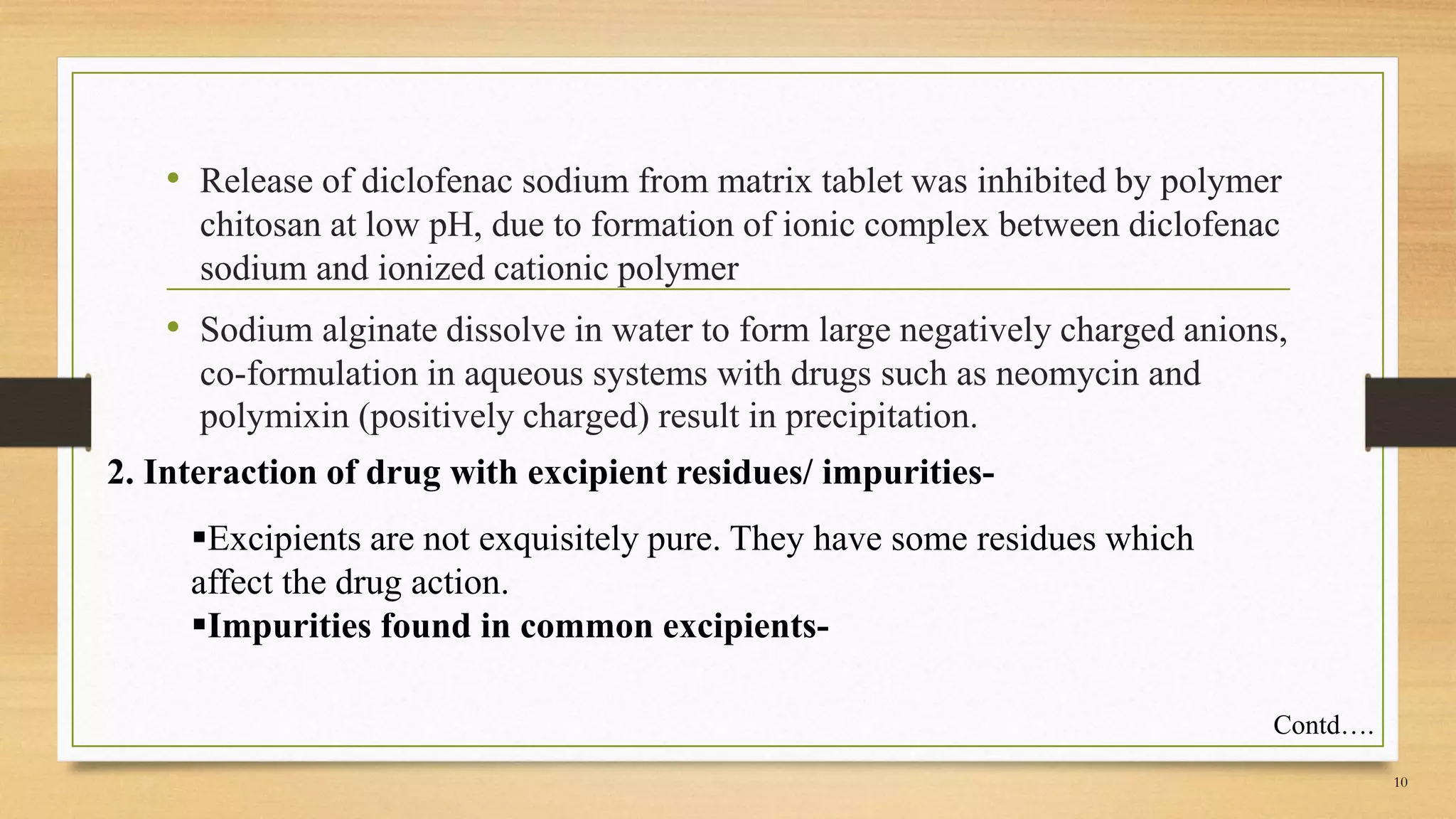 Drug excipient interaction | PPTX