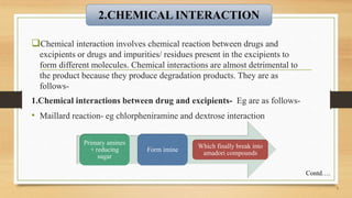 Drug excipient interaction | PPTX