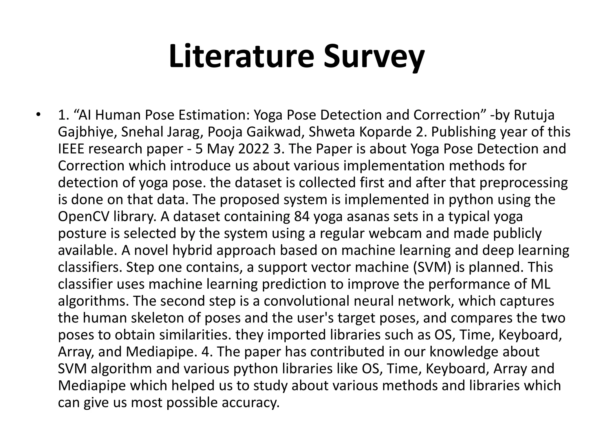 Yoga Pose Detection Using Deep Learning Project Ppt Pptx