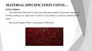 Experimental study of concrete using corrugated steel fibre | PPTX