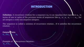 A project on recurrence relations in BCA | PPTX