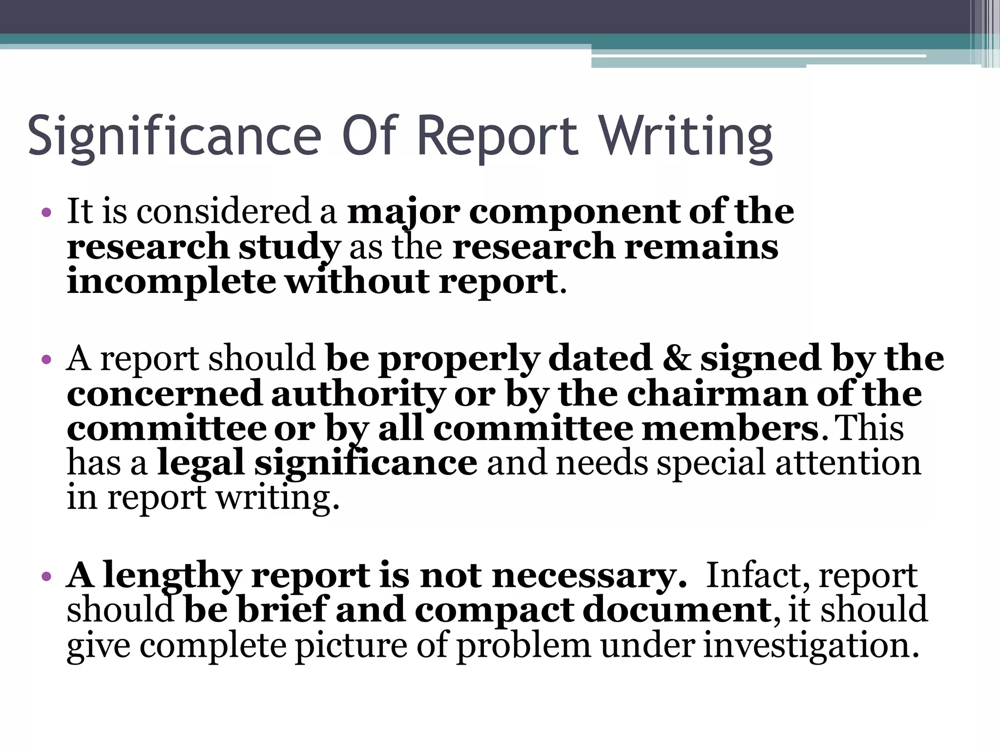 Ppt on Report Writing | PDF