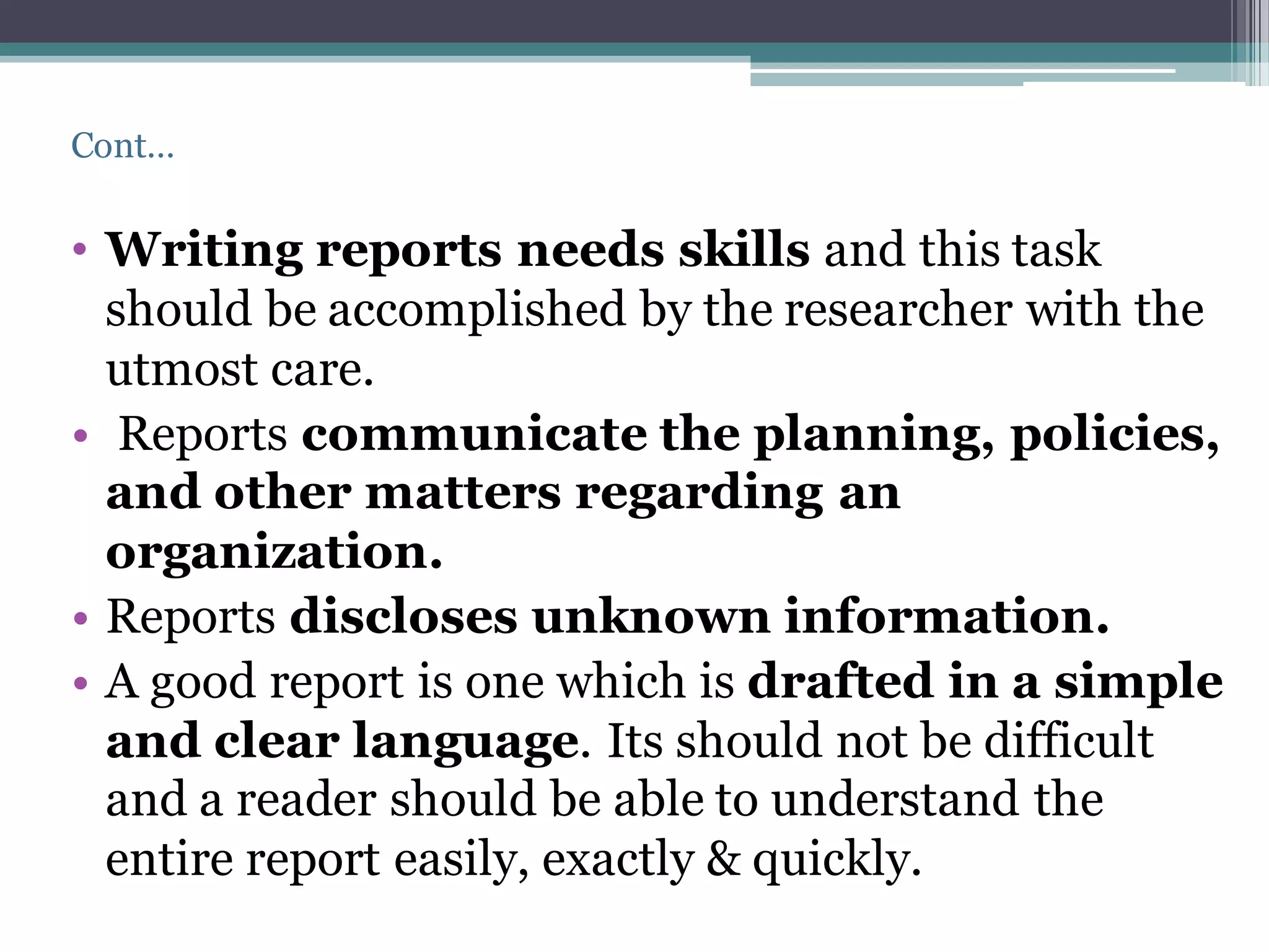 Ppt on Report Writing | PDF