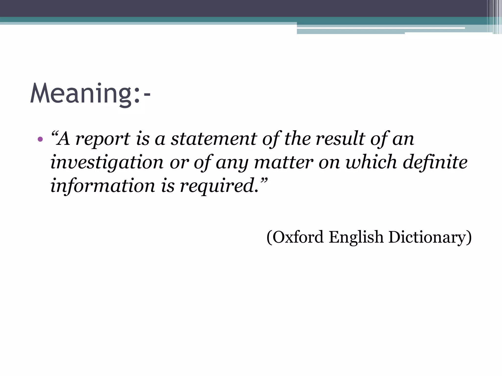 Ppt on Report Writing | PDF