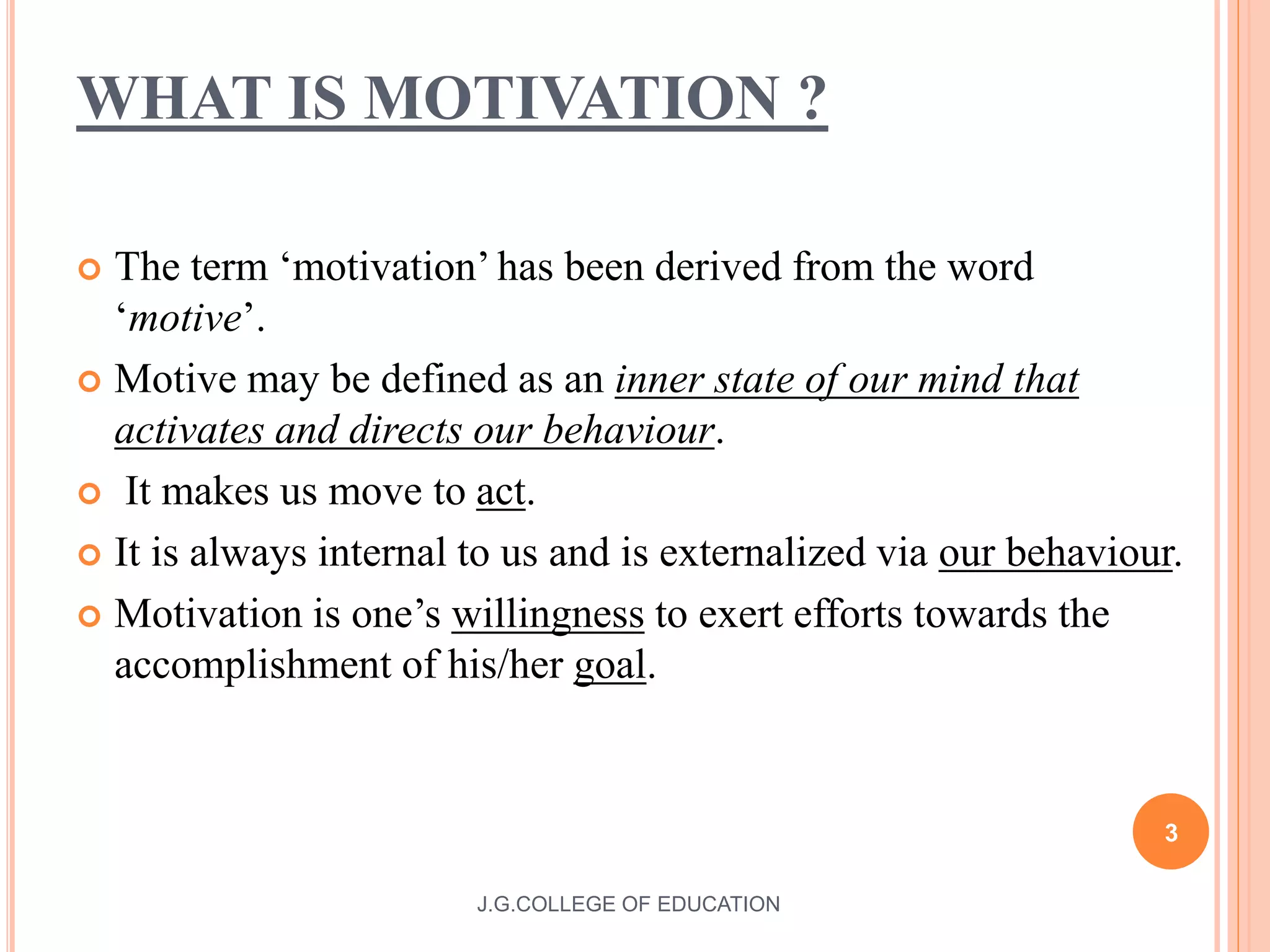 Role of Motivation in human adjustments | PPTX