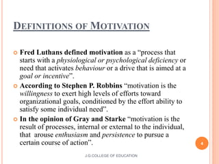 Role of Motivation in human adjustments | PPTX