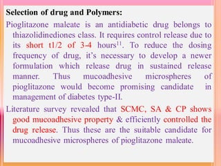 DEVELOPMENT & EVALUATION OF MUCOADHESIVE MICROSPHERES OF PIOGLITAZONE ...