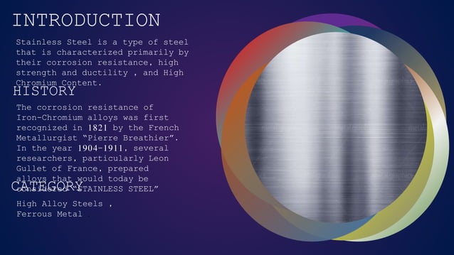 "Stainless Steel" | PPTX | Chemistry | Science